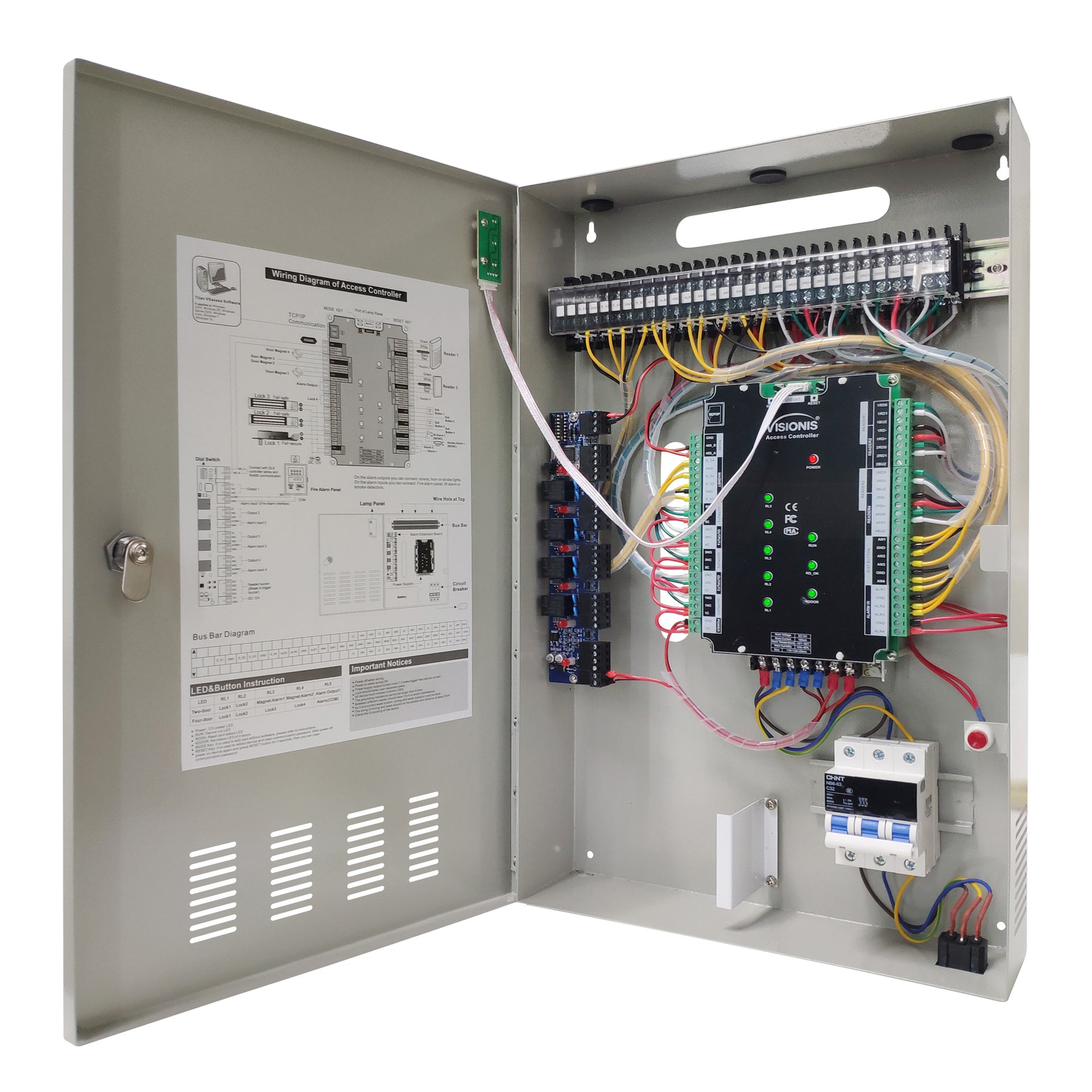 Four Door Network Access Control Panel + Controller Board With Cabinet ...